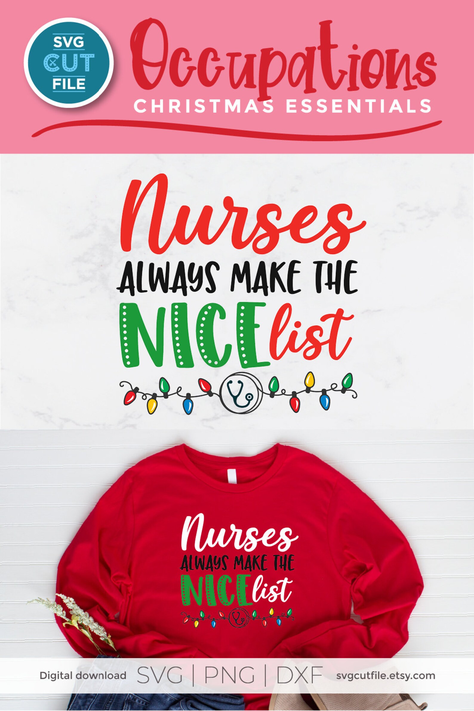 Christmas Nurse Svg Nurse Sublimation Svg Holiday Nurse Svg | Etsy
