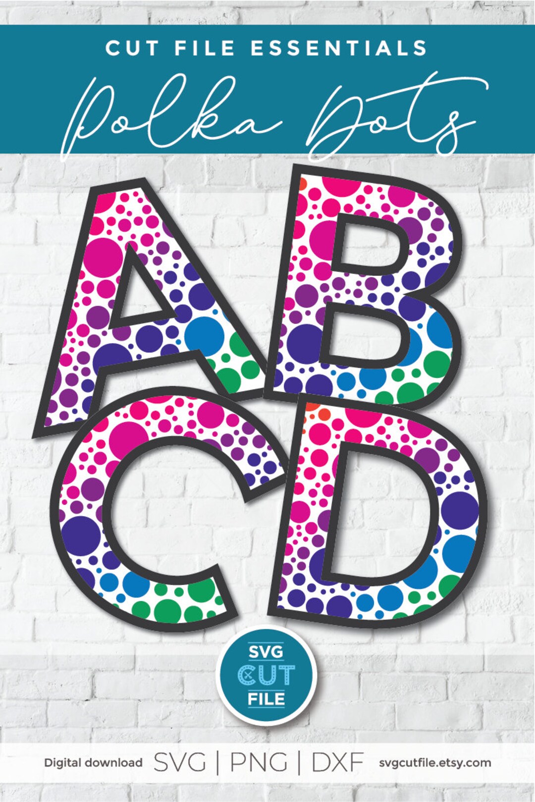 Polka Dot Alphabet Svg, Rainbow Polka Dot Letters Svg, Svg, Polka Dots, Polka Dot Font Svg, Poke ...