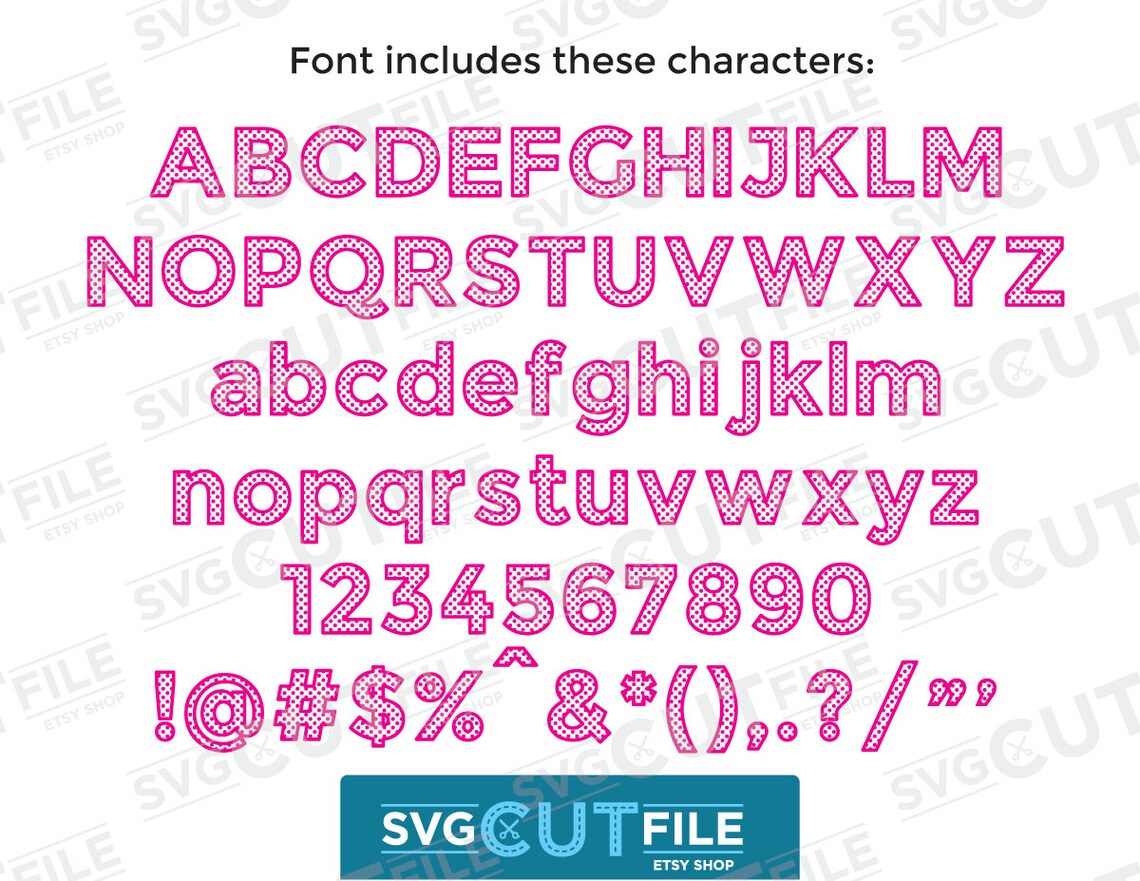 Polka dot font OTF Polka dot letters svg polka dot alphabet | Etsy