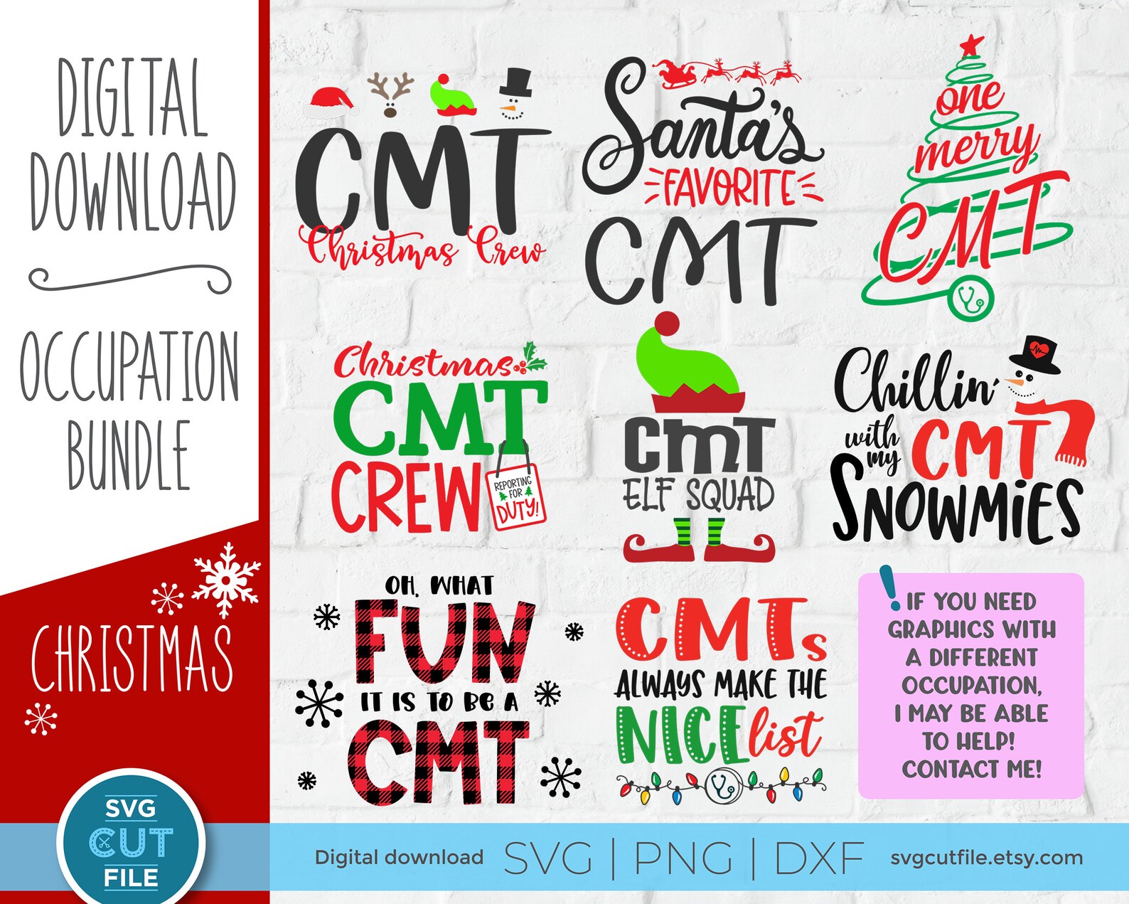 Christmas CMT Svg Bundle, Certified Medical Technician, CMT Christmas ...