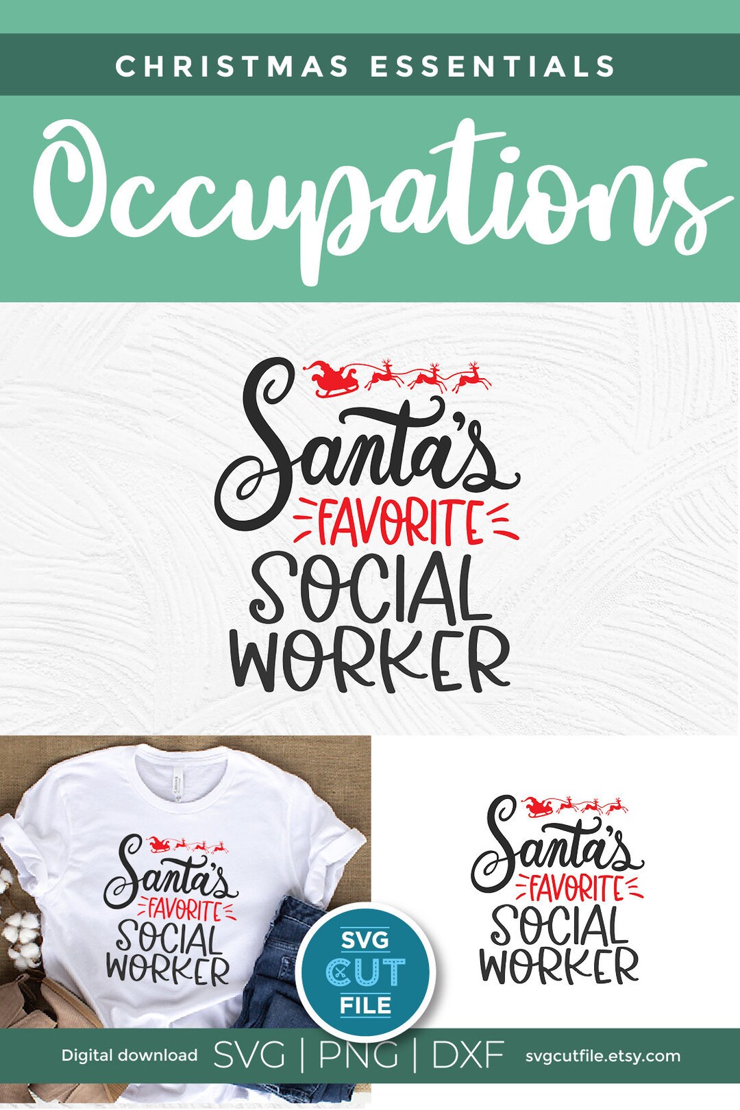Social Worker Christmas Svg, Santa's Favorite, Social Worker Svg ...