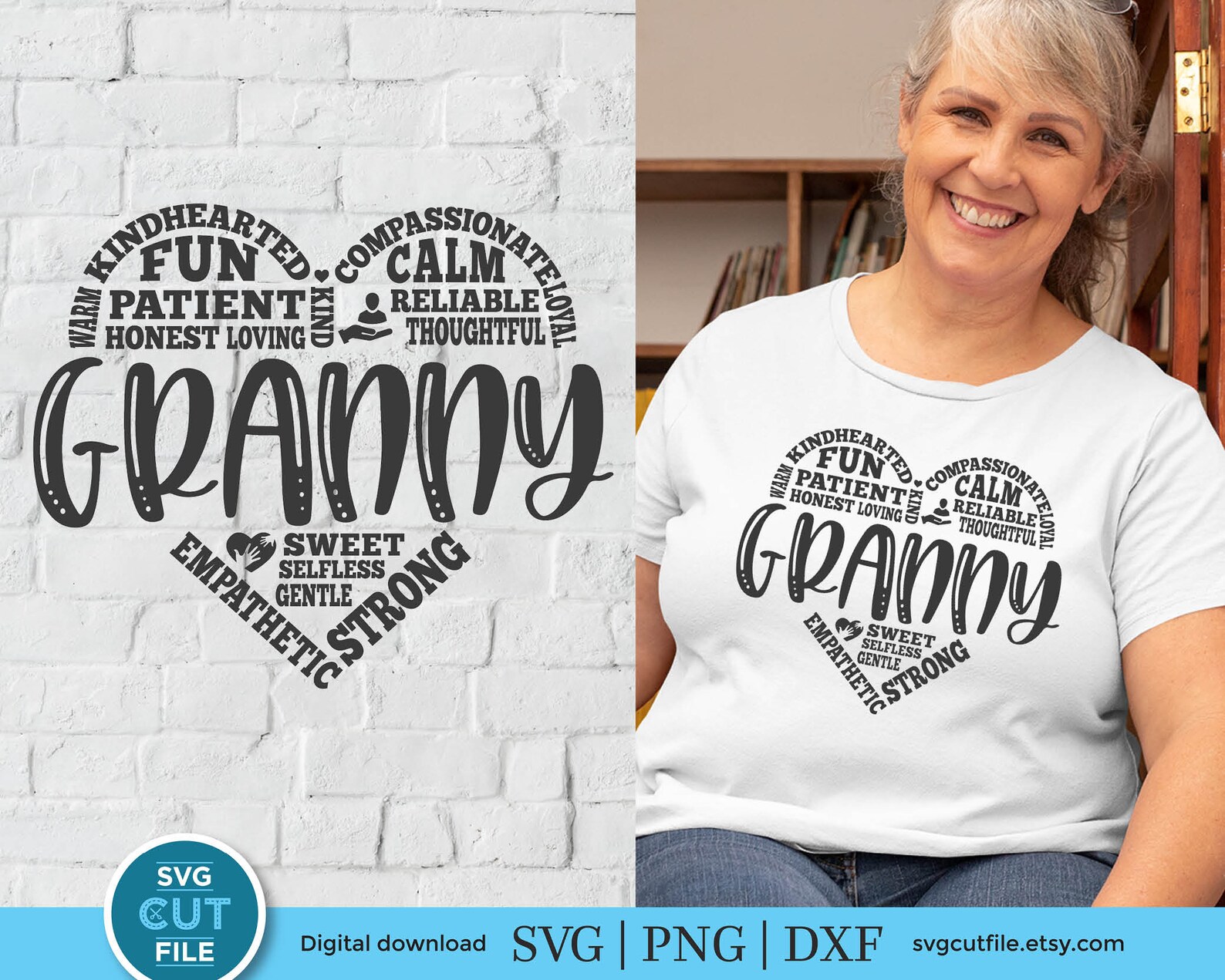 Granny Svg Granny Heart Svg Grandma Granny Svg Subway Art - Etsy