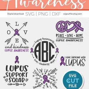 Lupus Svg Bundle, Lupus Svg, Lupis Svg, I Wear Purple, Monogram, Purple ...