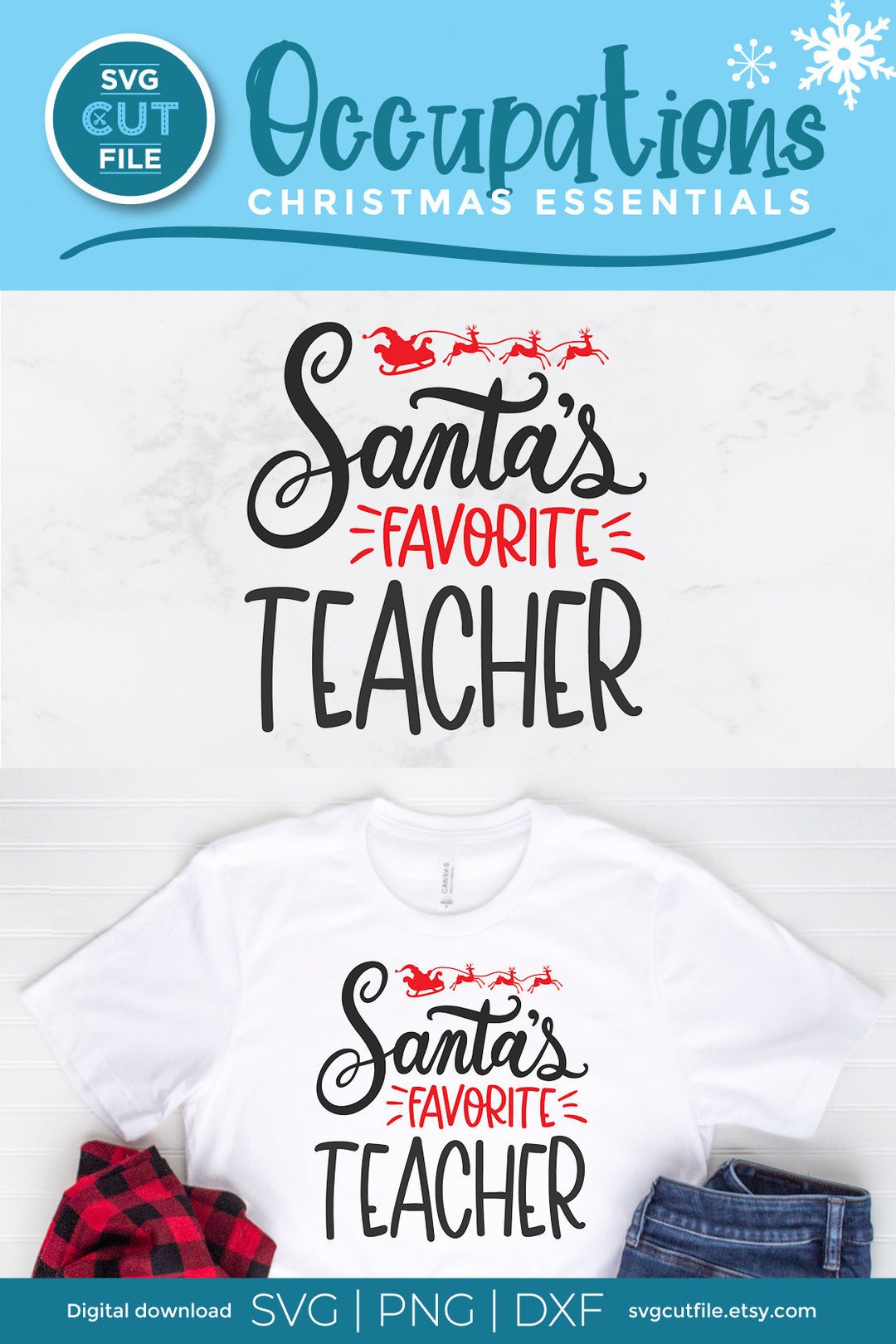 Christmas Teacher Svg, Teacher Christmas Svg, Santas Favorite Teacher ...