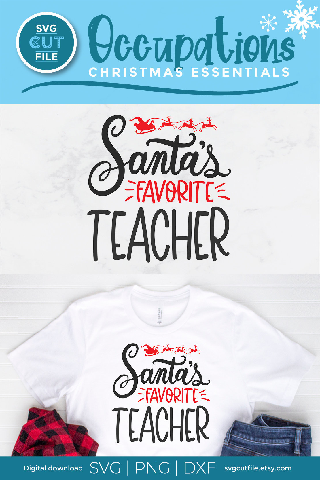Christmas Teacher svg teacher christmas svg Santas favorite | Etsy