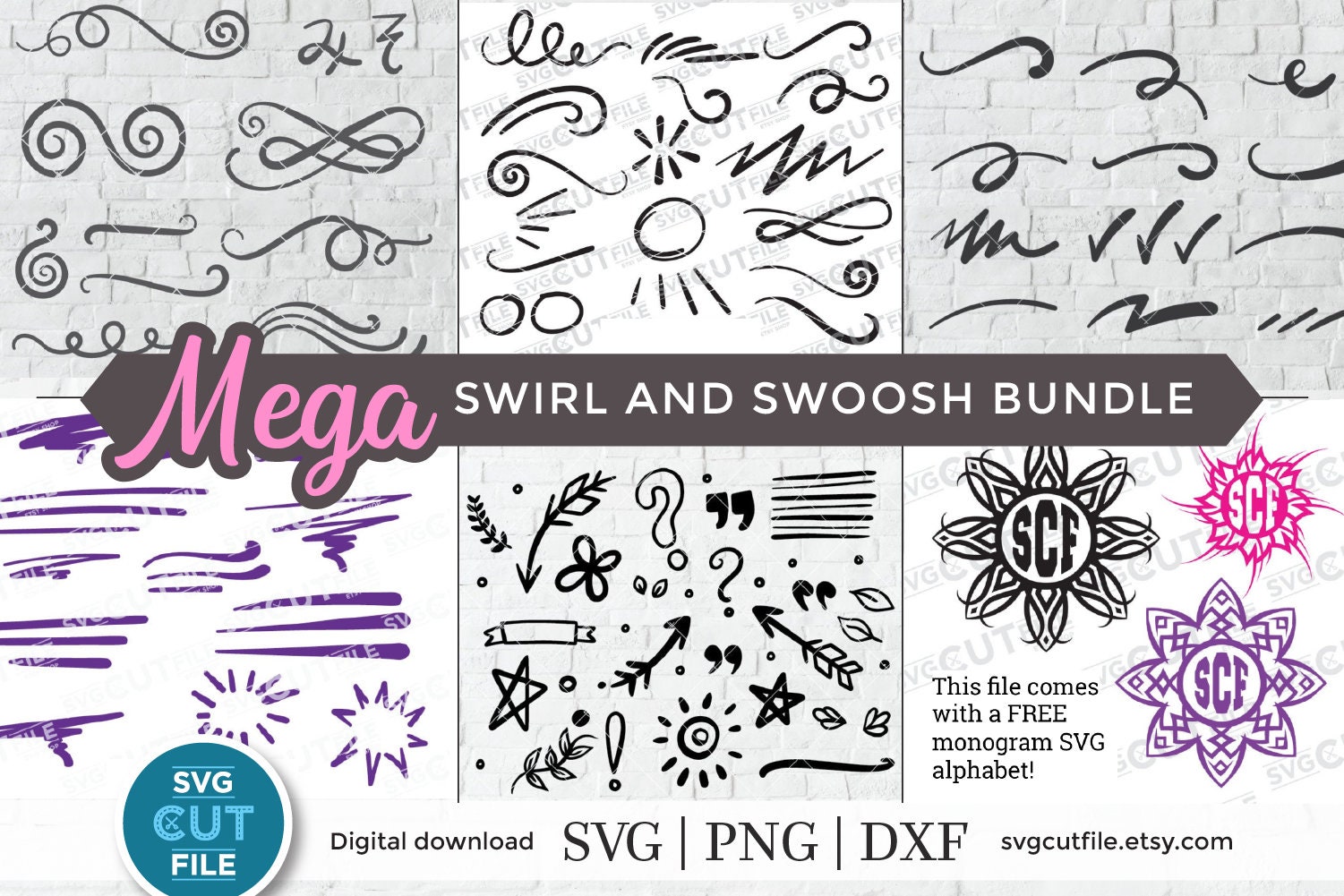 Swoosh Svg Bundle, Swashes Svg, Swirl Svg, Squiggle Svg, Swash ...