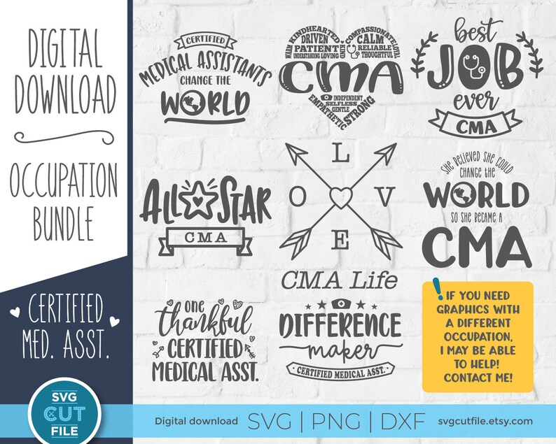 Certified Medical Assistant Svg Bundle CMA Svg Heart Svg - Etsy