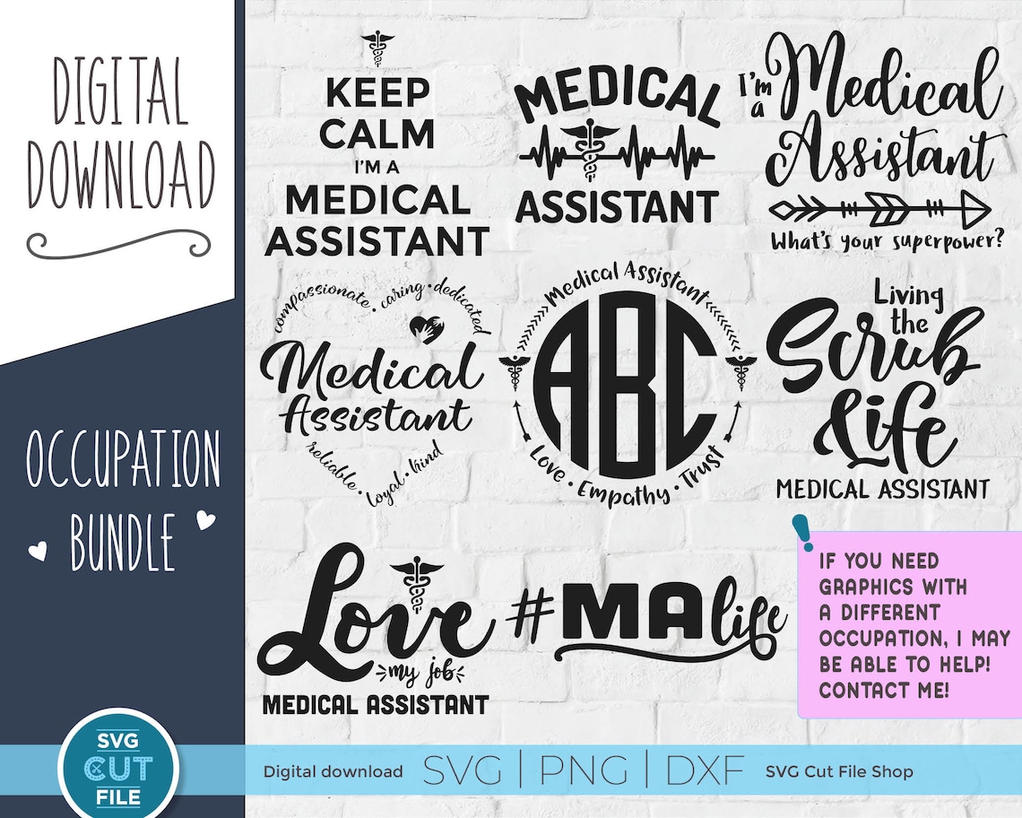 Medical Assistant Svg Bundle MA Svg Heart Svg Subway Art - Etsy