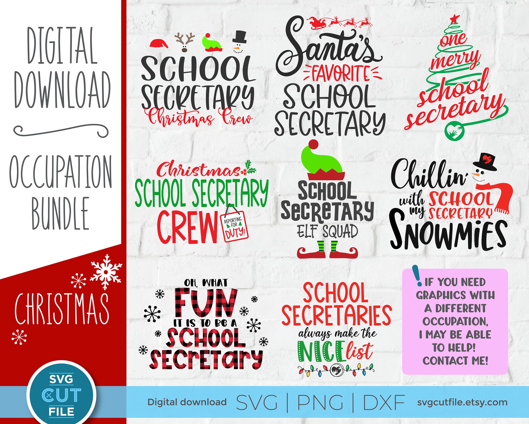 Christmas School Secretary Svg Bundle Sublimation Png School - Etsy