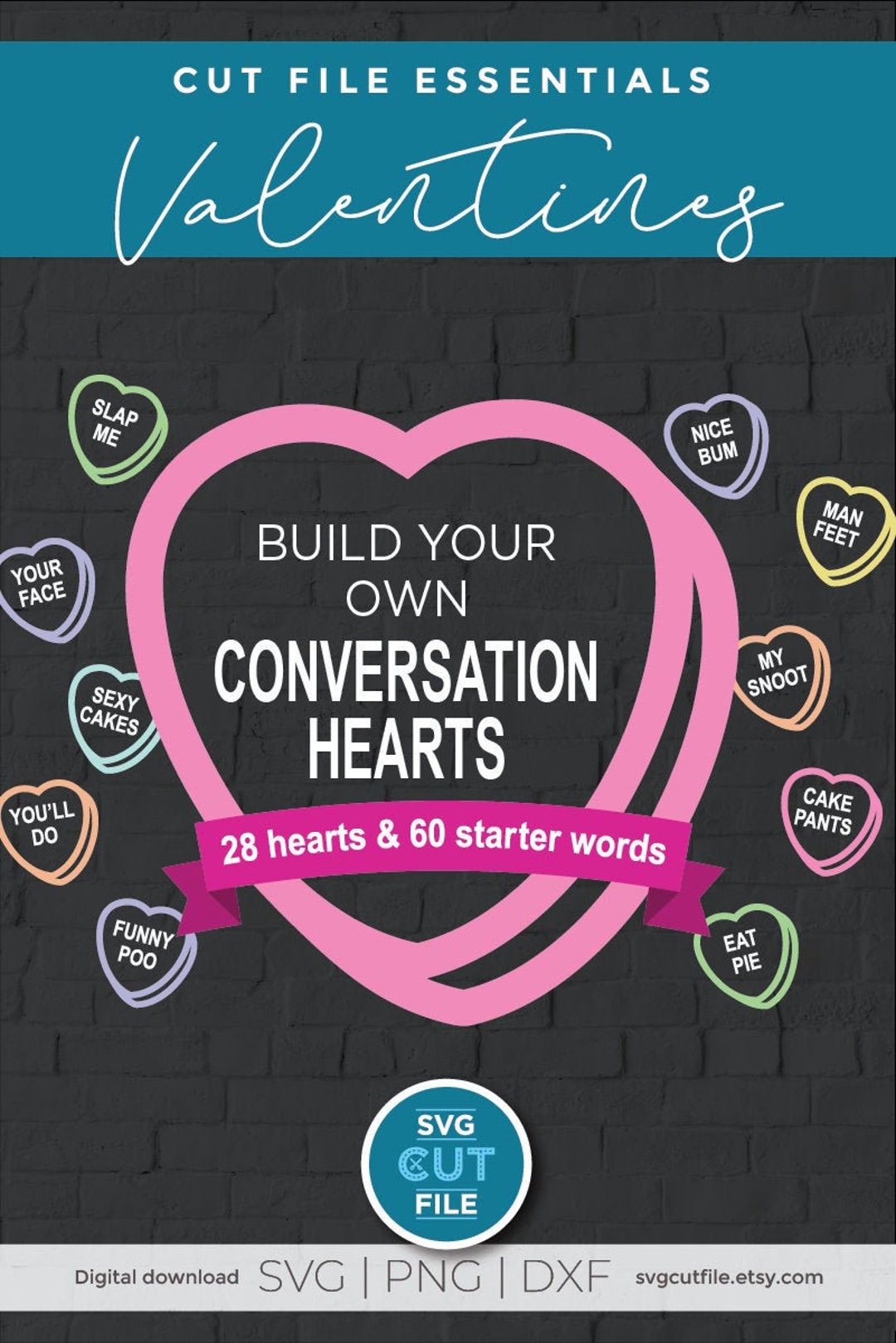 Conversation Hearts Svg, Candy Heart Valentine, Build Your Own, Diy ...