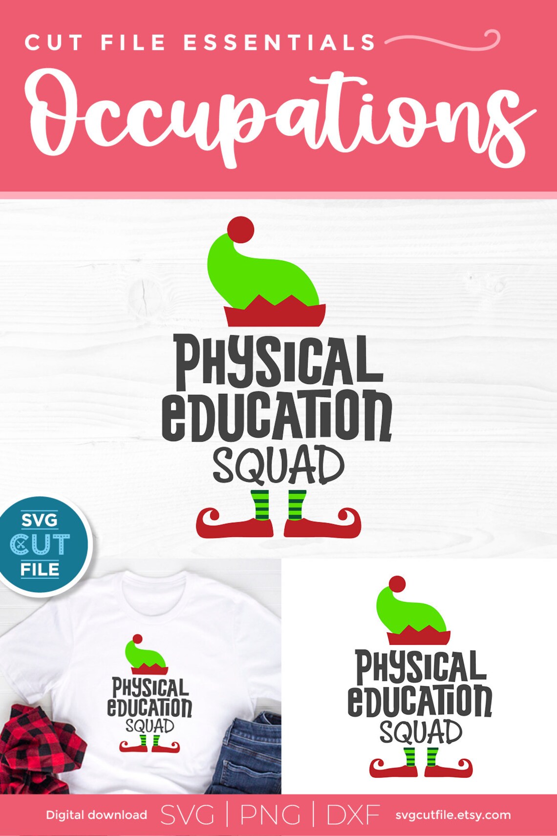 Christmas Physical Education Svg, Sublimation Png, PE Christmas Elf ...