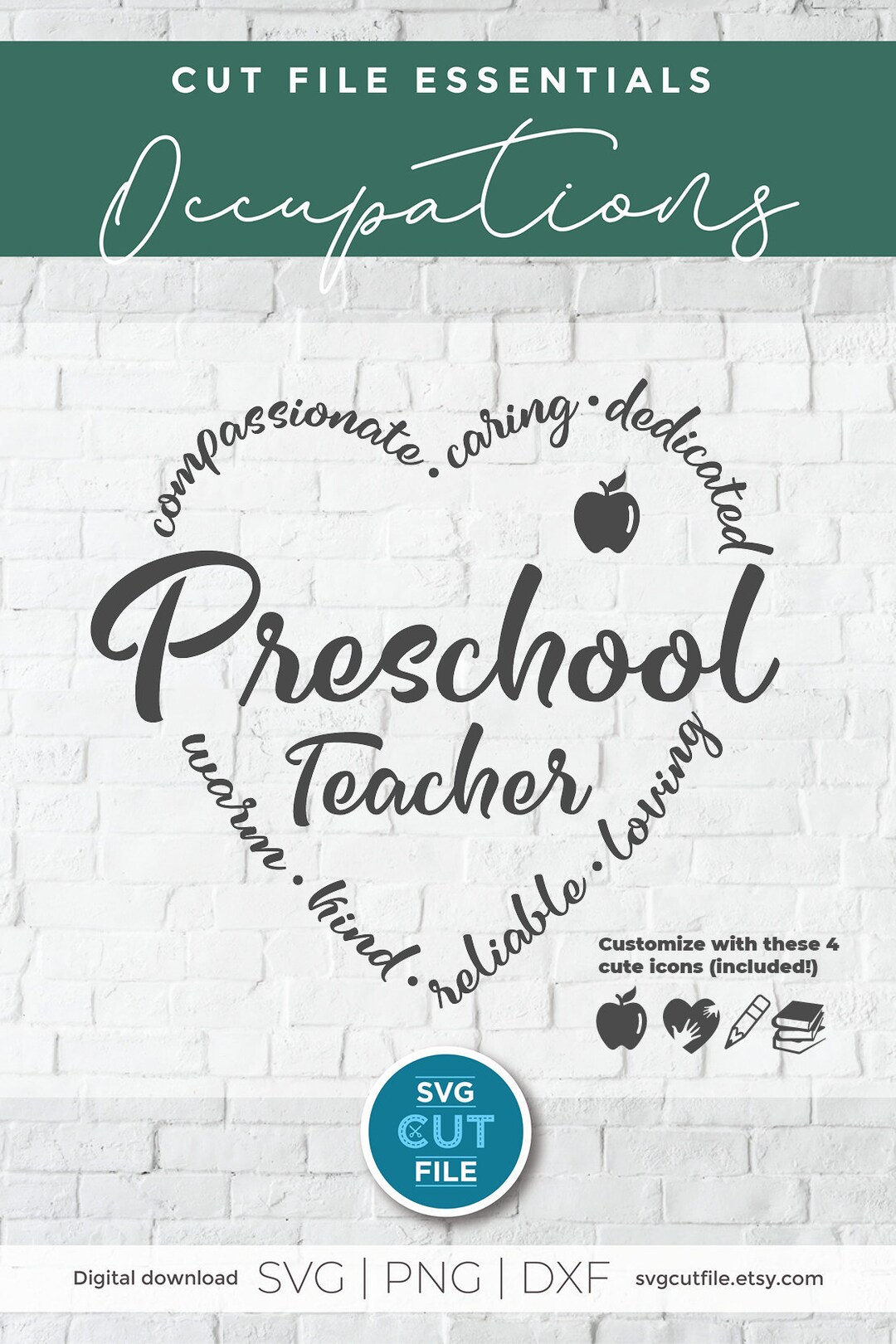 Preschool Teacher Svg, Preschool Svg, Preschool Heart Svg, First Day ...