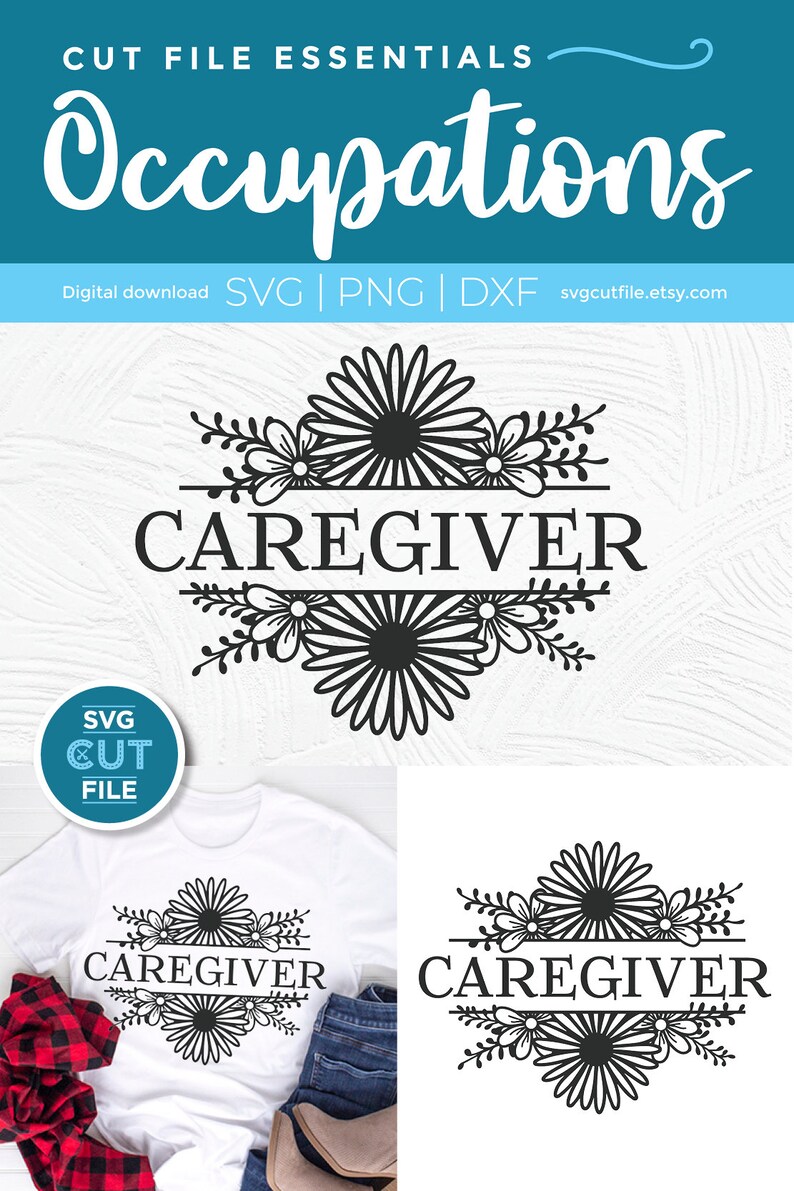 Caregiver Svg, Care Giver Appreciation Svg, Split Floral Frame Svg ...