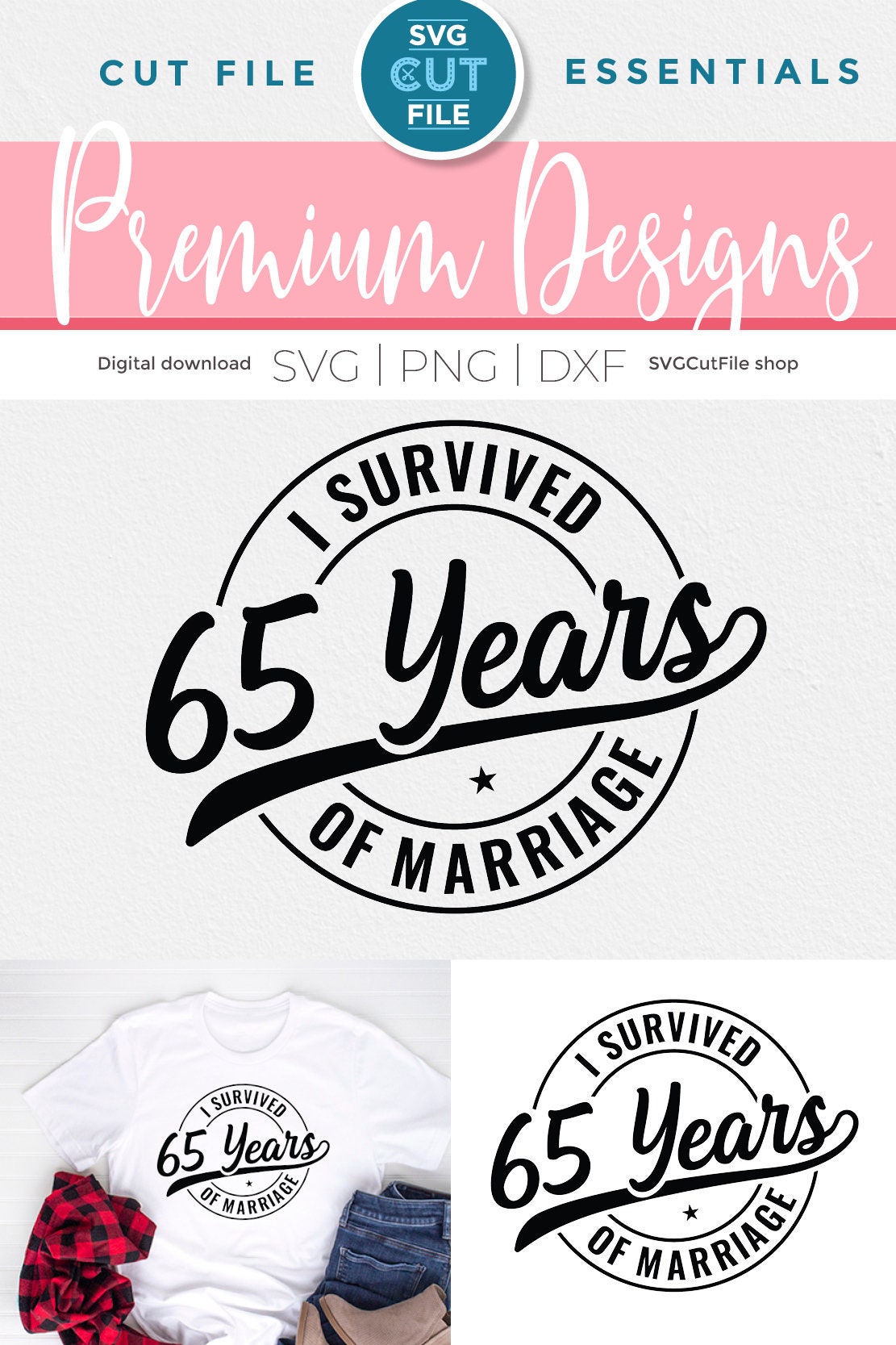 65 Years of Marriage Svg, 65th Wedding Anniversary, Year, Married ...