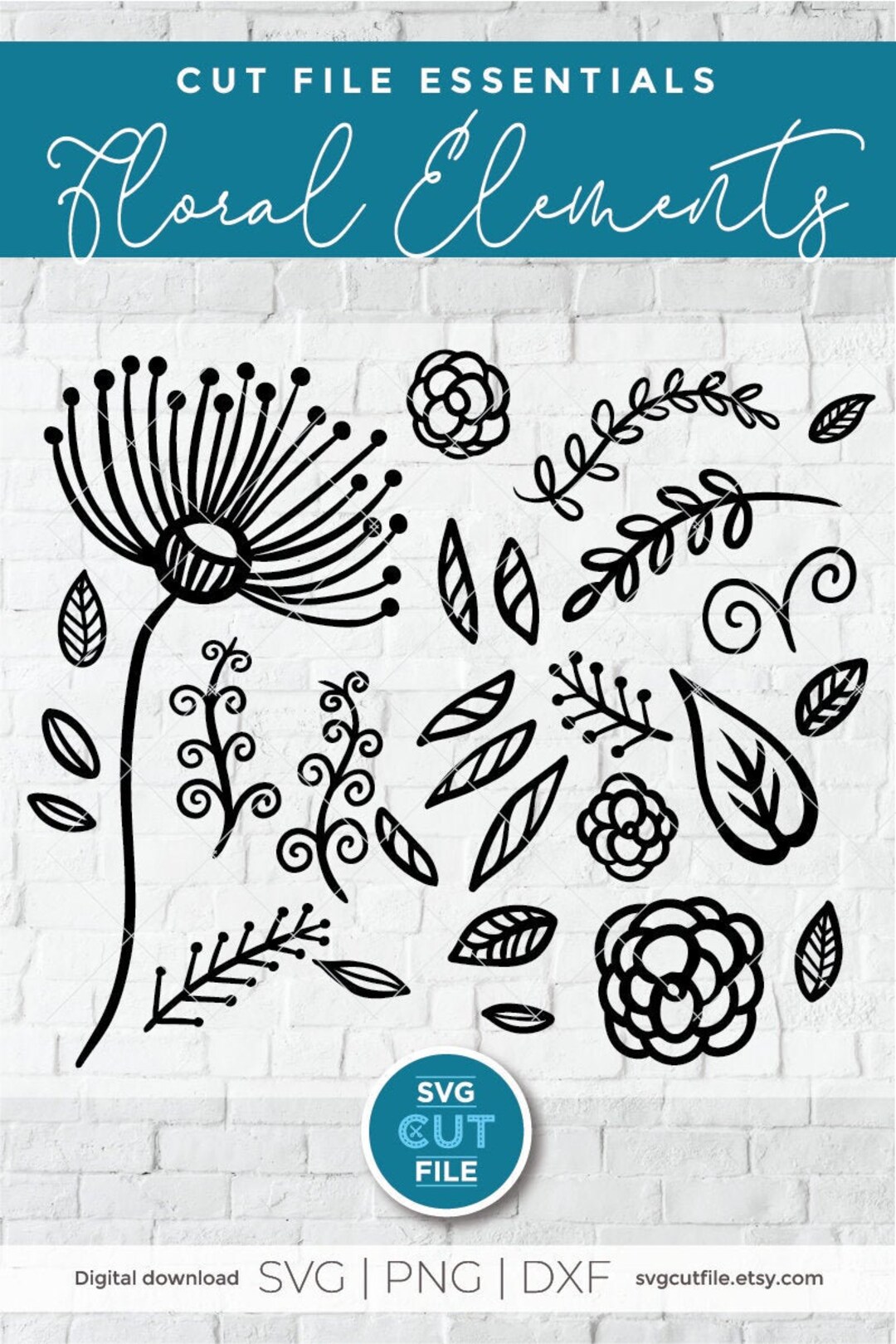 Floral Elements Svg, Flourish Svg, Dandelion Svg, Floral Svg, Flower ...