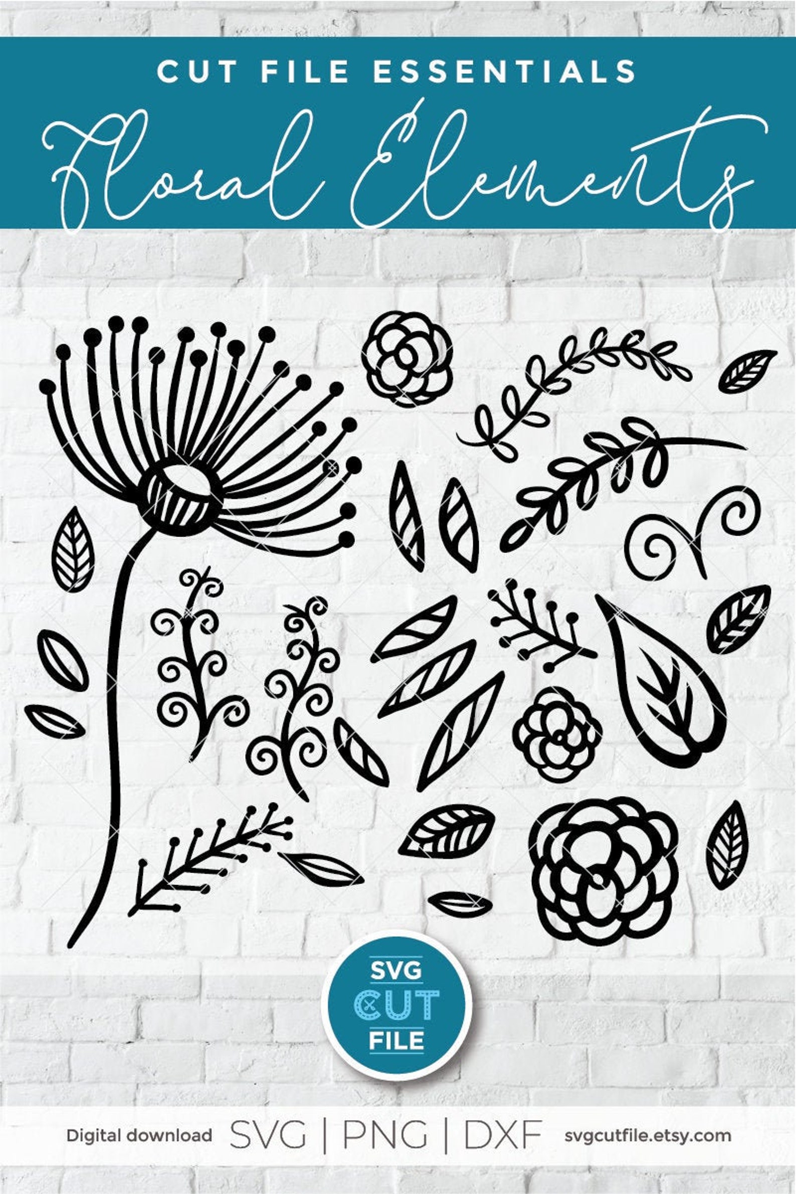 Floral elements svg flourish svg dandelion svg floral svg | Etsy