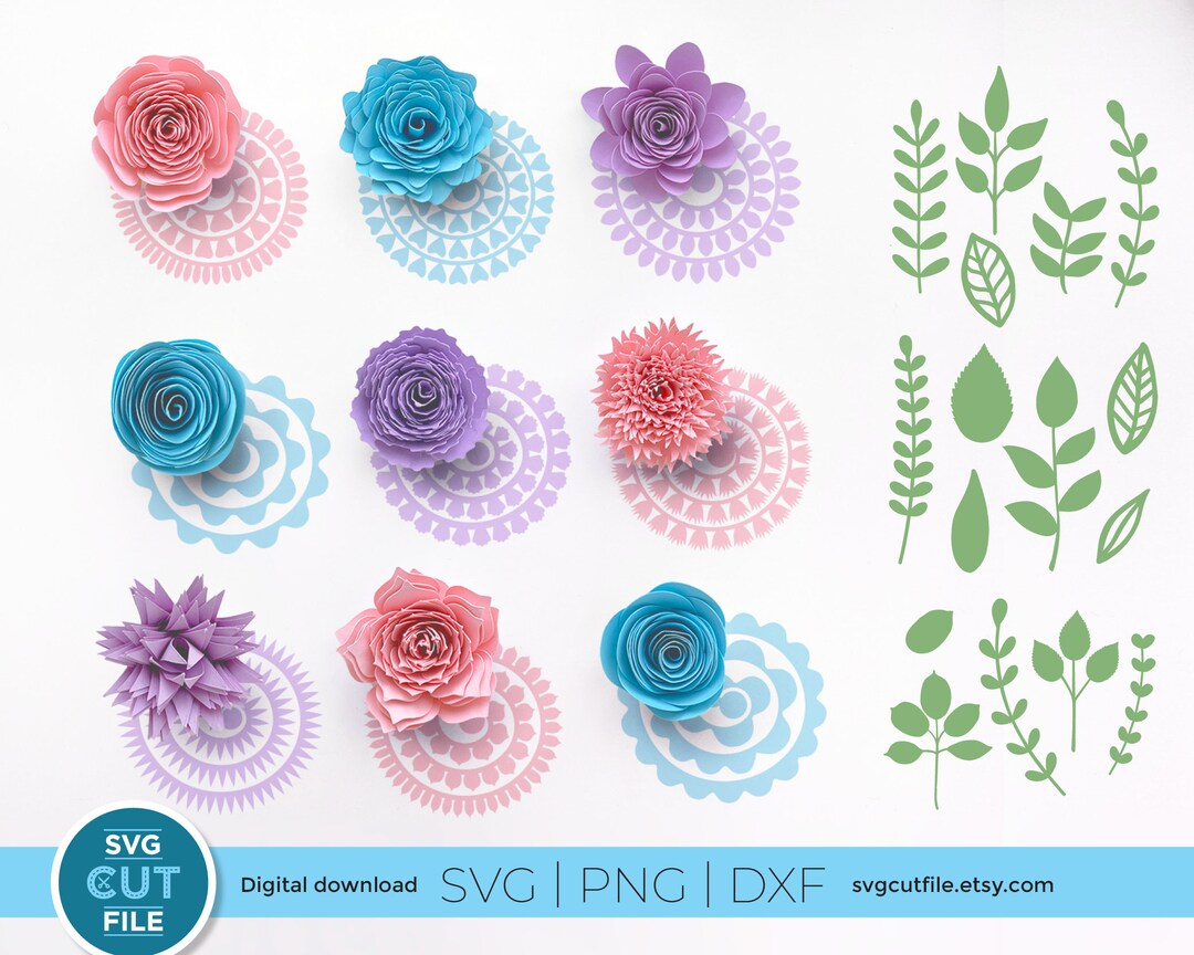 Rolled Flower Svg, Rolled Paper Flowers Svg, Rolled Rose, Template ...