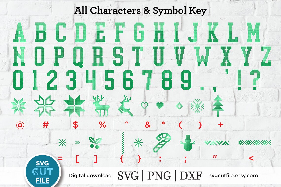 Ugly Christmas Sweater Font Svg, Tacky Christmas Jumper Svg, Cross ...