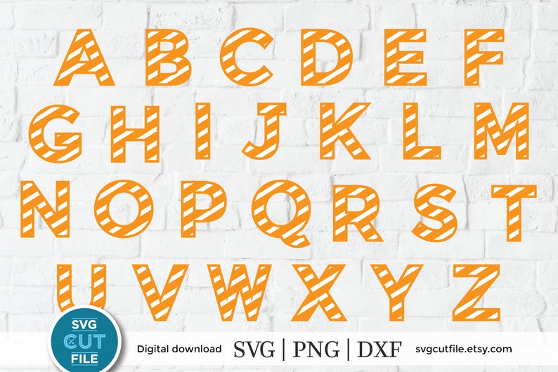 Striped Letters Svg Stripe Alphabet Font Striped Alphabet - Etsy