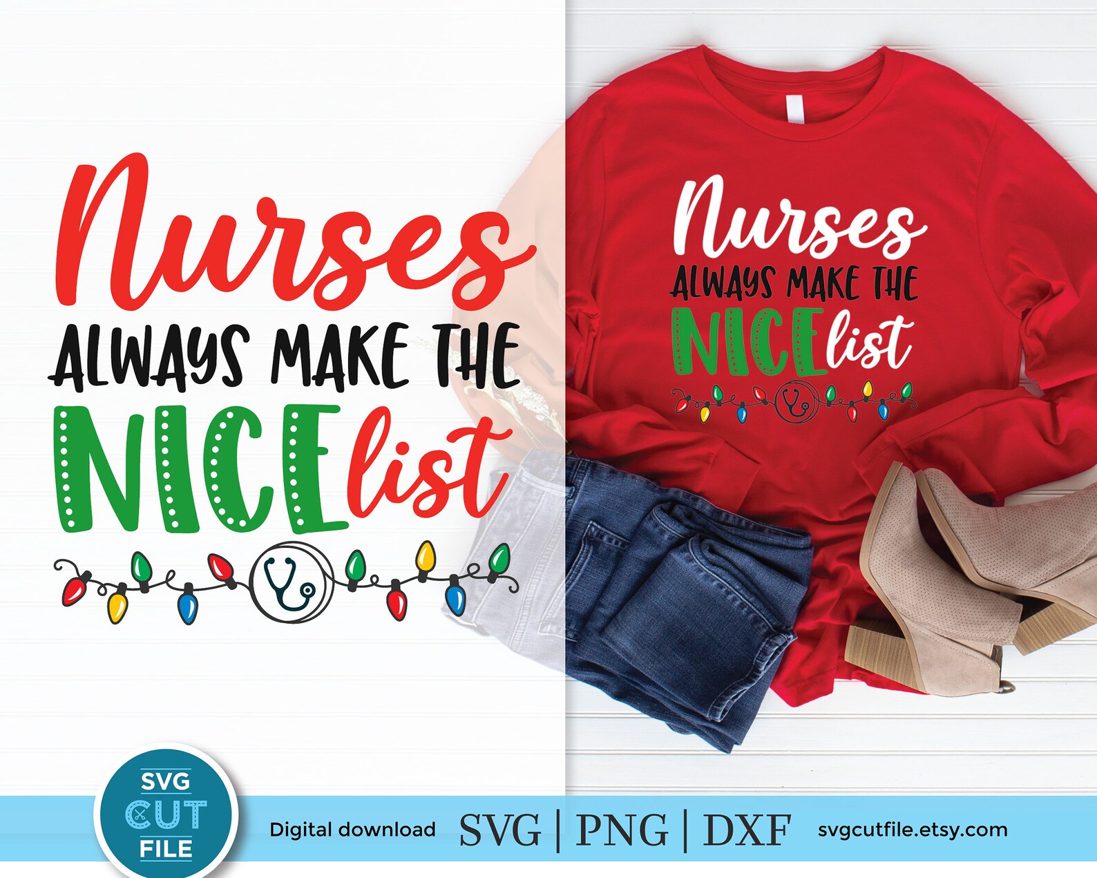 Christmas Nurse Svg Nurse Sublimation Svg Holiday Nurse Svg | Etsy