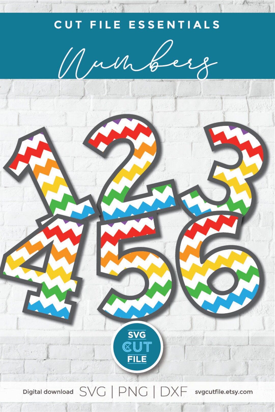 Chevron Numbers SVG for Cricut Cameo, Cheveron Zigzag Pattern Dxf ...