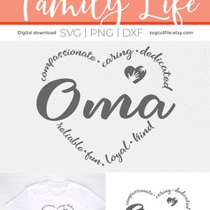 Oma Svg, Grandma Oma Svg, Oma Heart Svg, Cute Gift, Mother's Day Oma ...