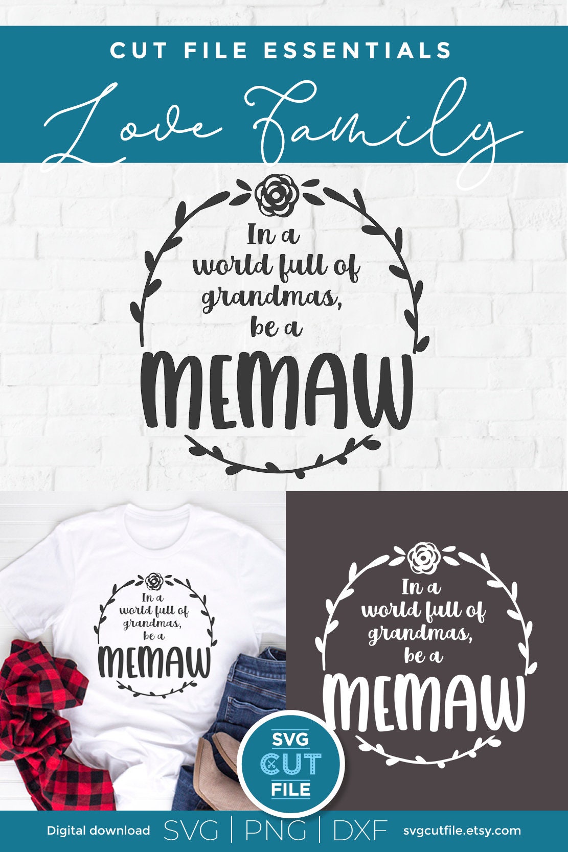 Memaw svg in a world full of grandmas be a memaw svg cute | Etsy