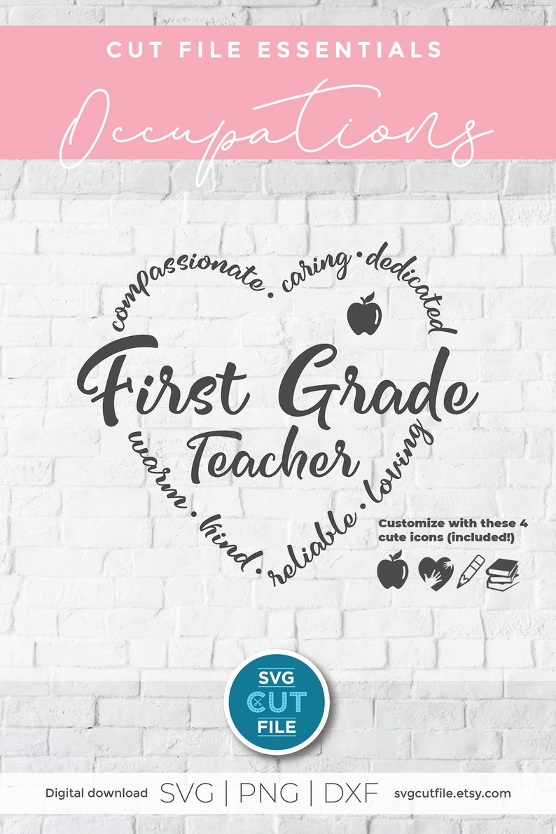1st Grade Teacher svg first grade teacher svg 1st Grade | Etsy