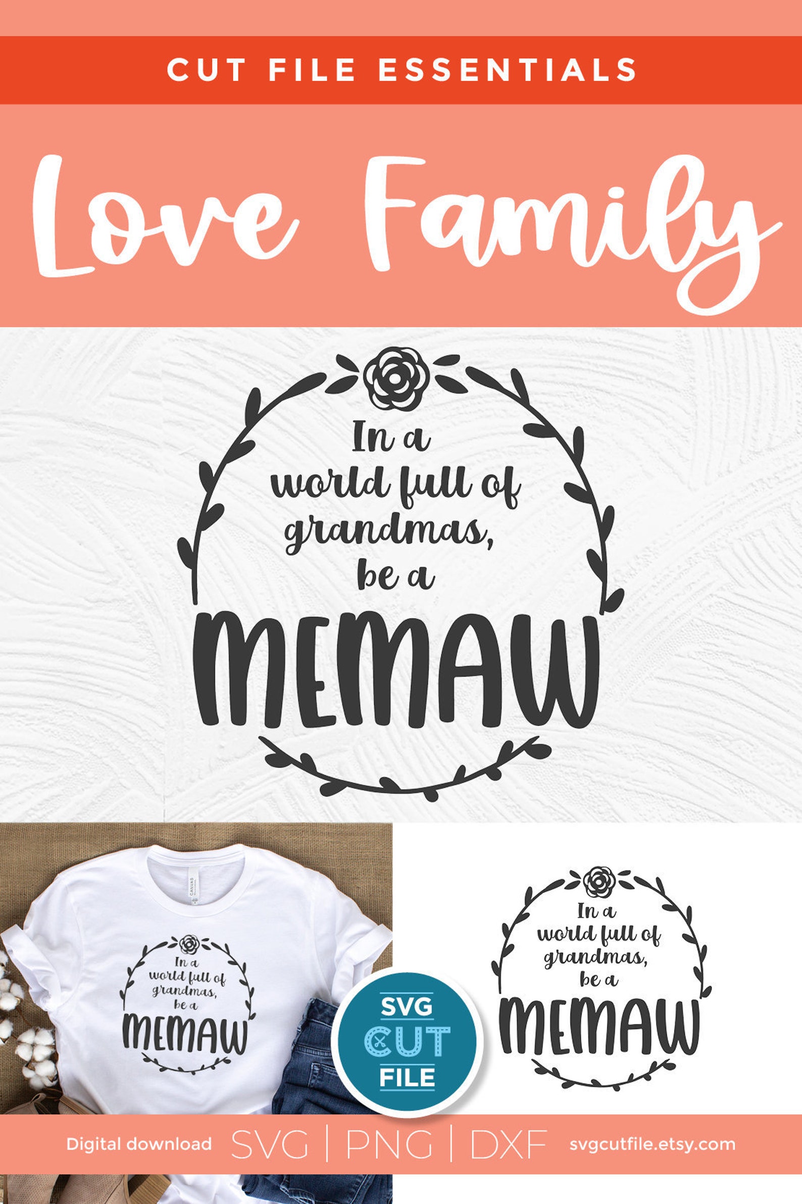 Memaw Svg, in a World Full of Grandmas, Be a Memaw Svg, Cute Gift ...
