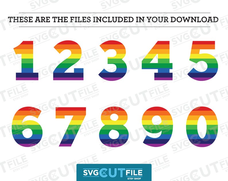 Gay pride svg rainbow numbers svg rainbow number svg lgbt | Etsy