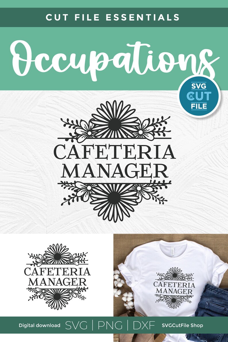 Cafeteria Manager Svg, Floral Lunch Lady Svg, Cafeteria Worker, Gift ...
