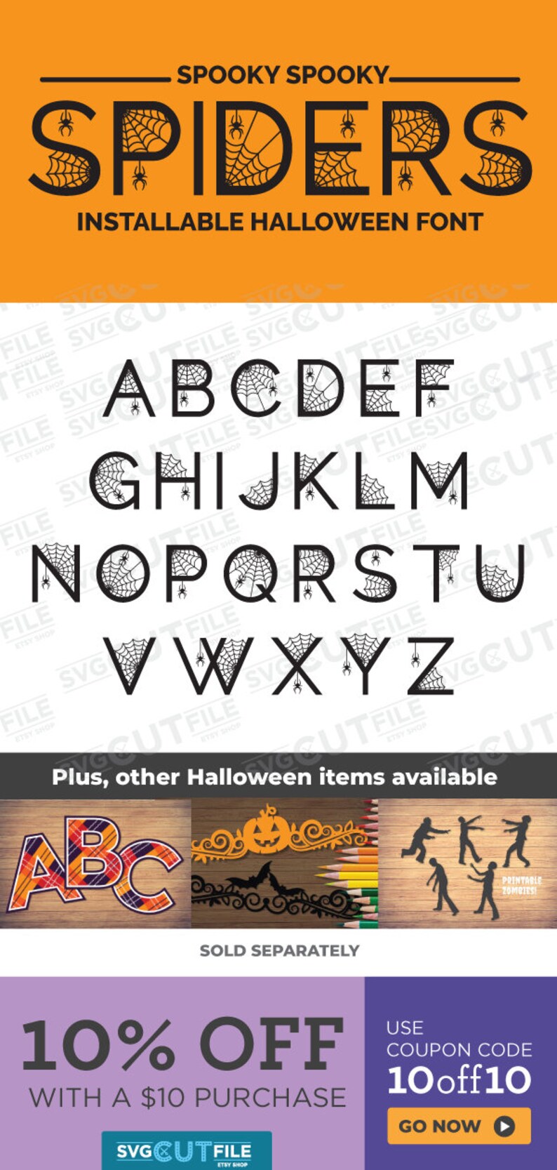 Installable Uppercase Halloween Spyder OTF Font Letters Alphabet, Party ...