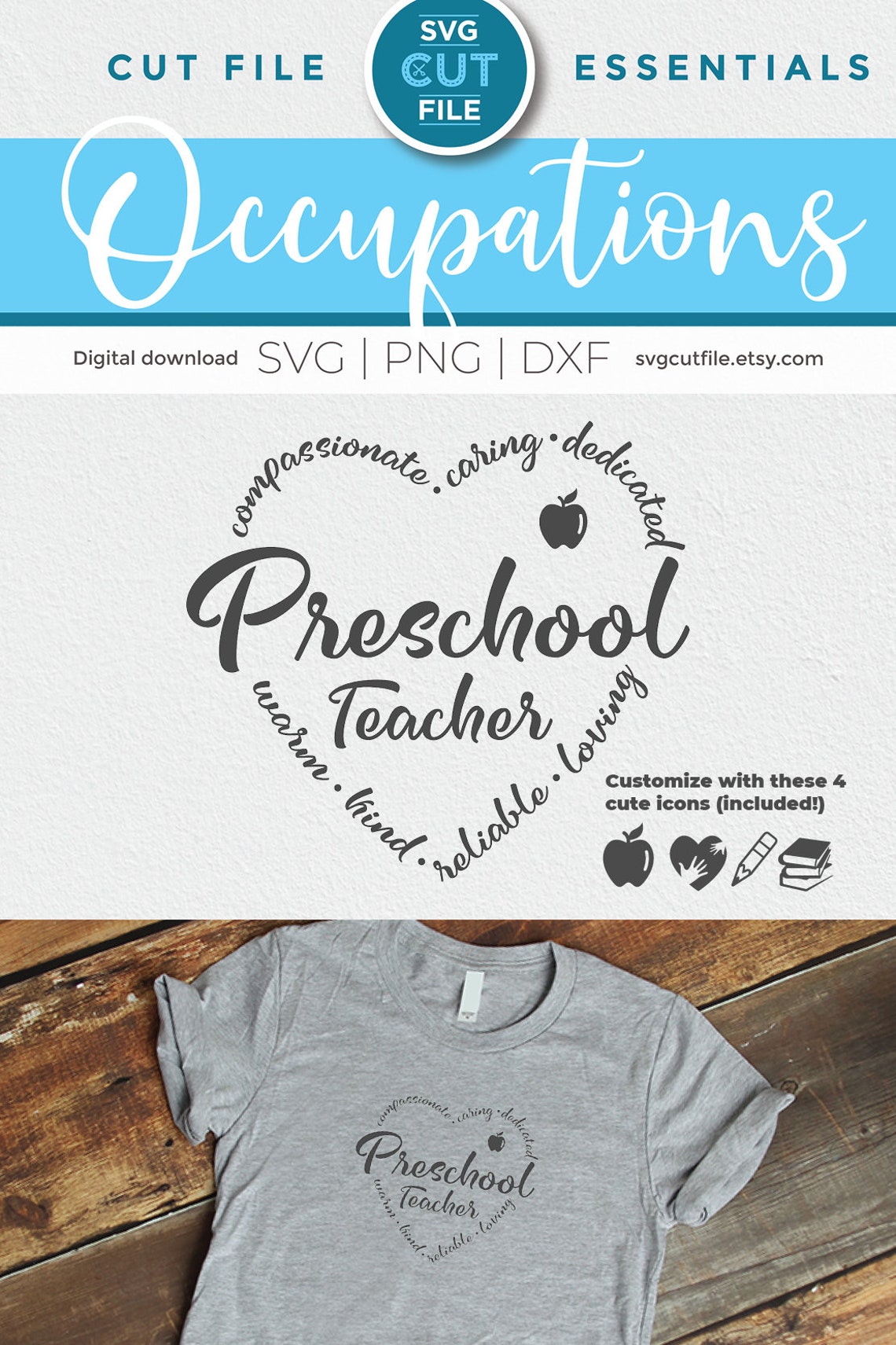 Preschool Teacher svg preschool svg preschool heart svg | Etsy