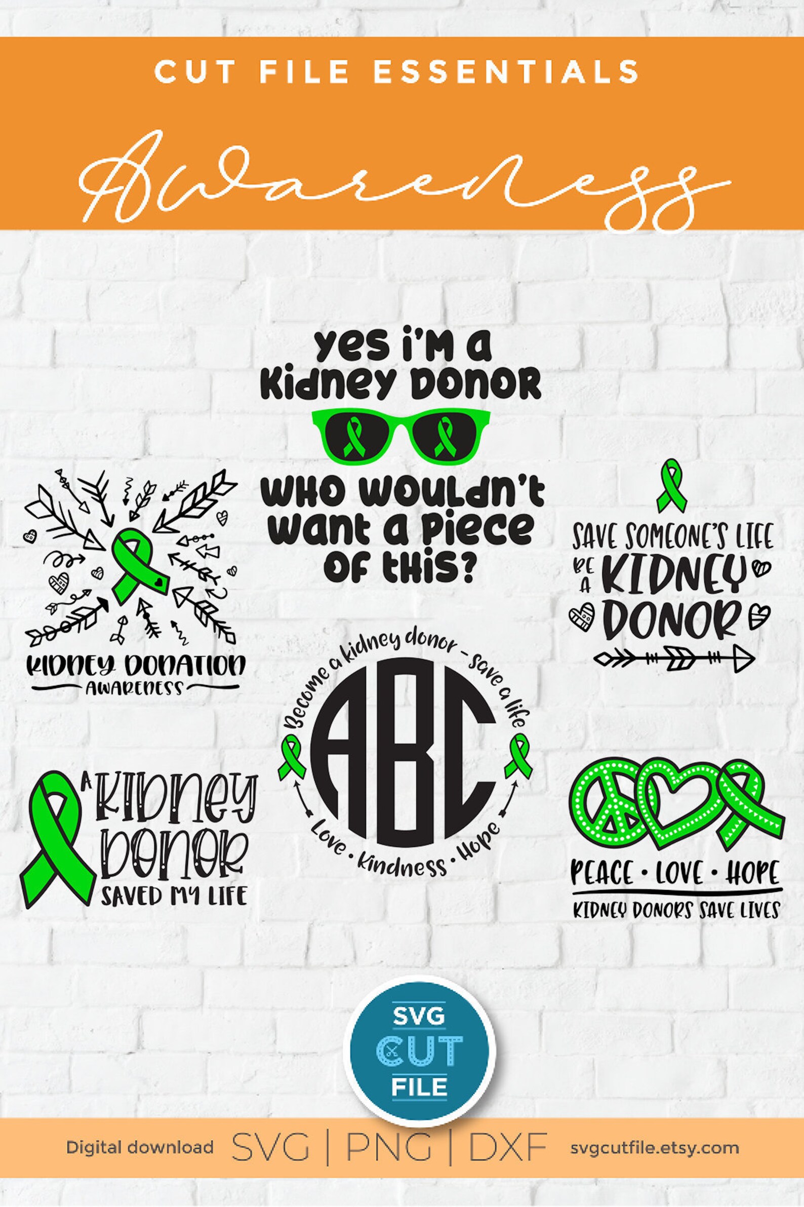 Kidney Donor Svg Bundle, Kidney Donation Svg, Lung Disease, Green ...