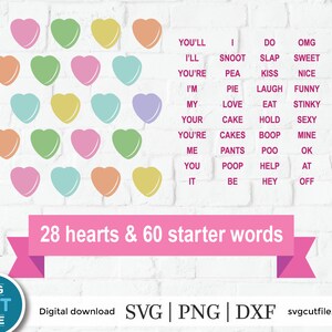 Conversation Hearts Svg, Candy Heart Valentine, Build Your Own, Diy ...
