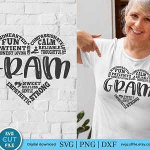Gram Svg, Gram Heart Svg, Grandma Gram Svg, Gift Idea, Mother's Day Svg ...