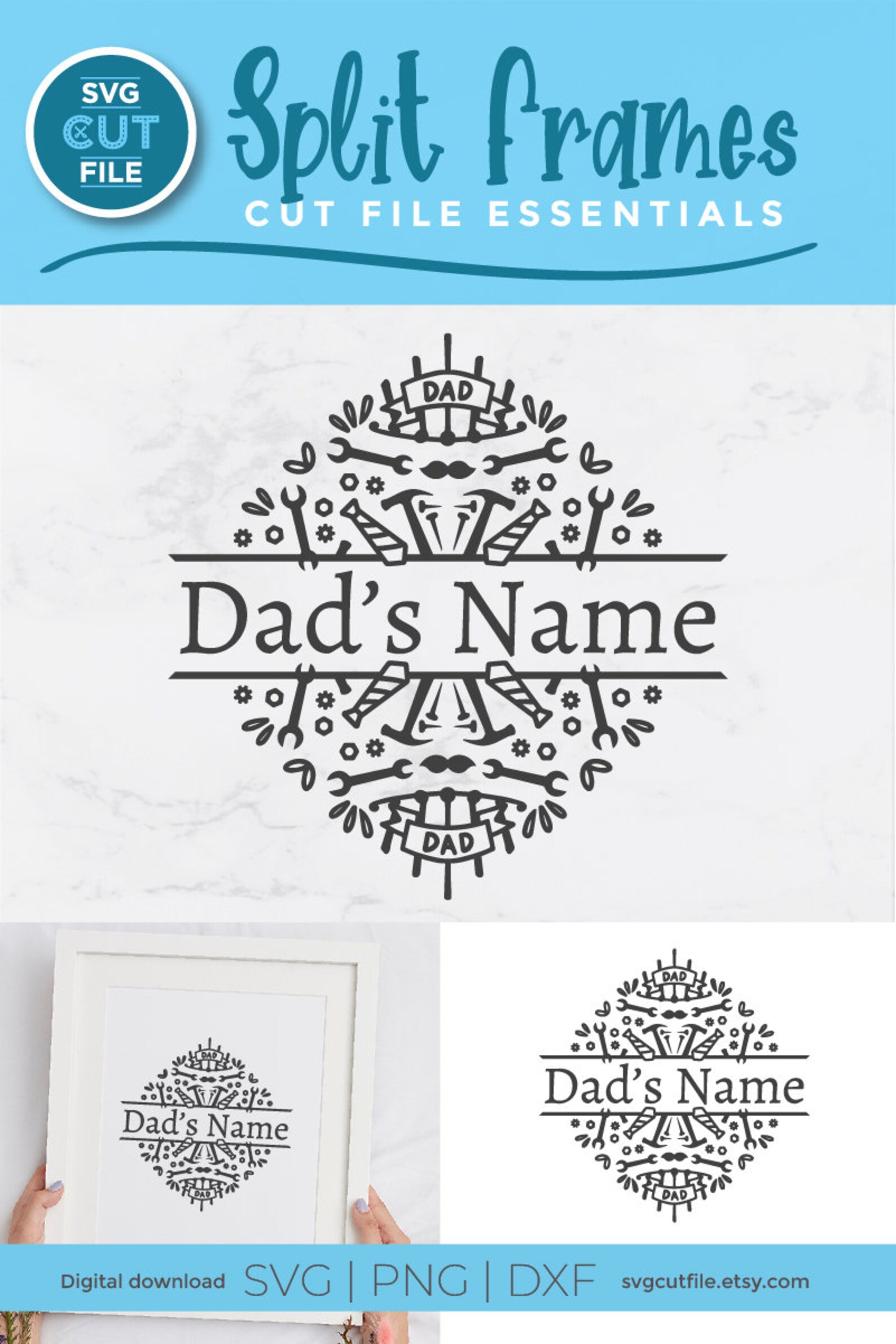 Father's Day Split Monogram Svg Dad Border Svg Manly - Etsy