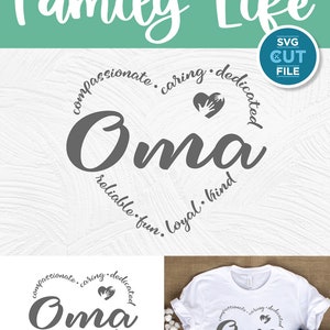 Oma Svg, Grandma Oma Svg, Oma Heart Svg, Cute Gift, Mother's Day Oma ...