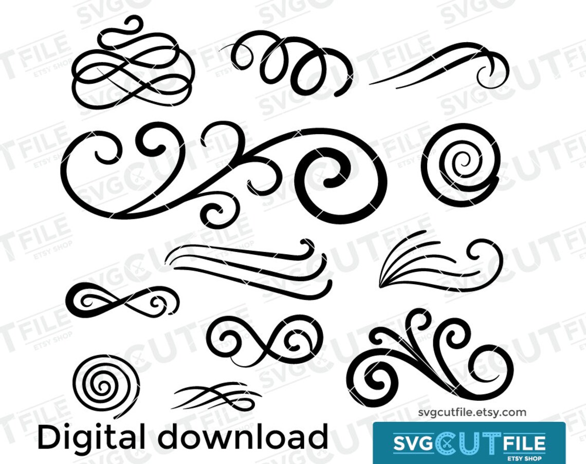 Swoosh SVG or Swish PNG, Squiggle Svg Loop, Swash Underline Dxf, Swishy ...