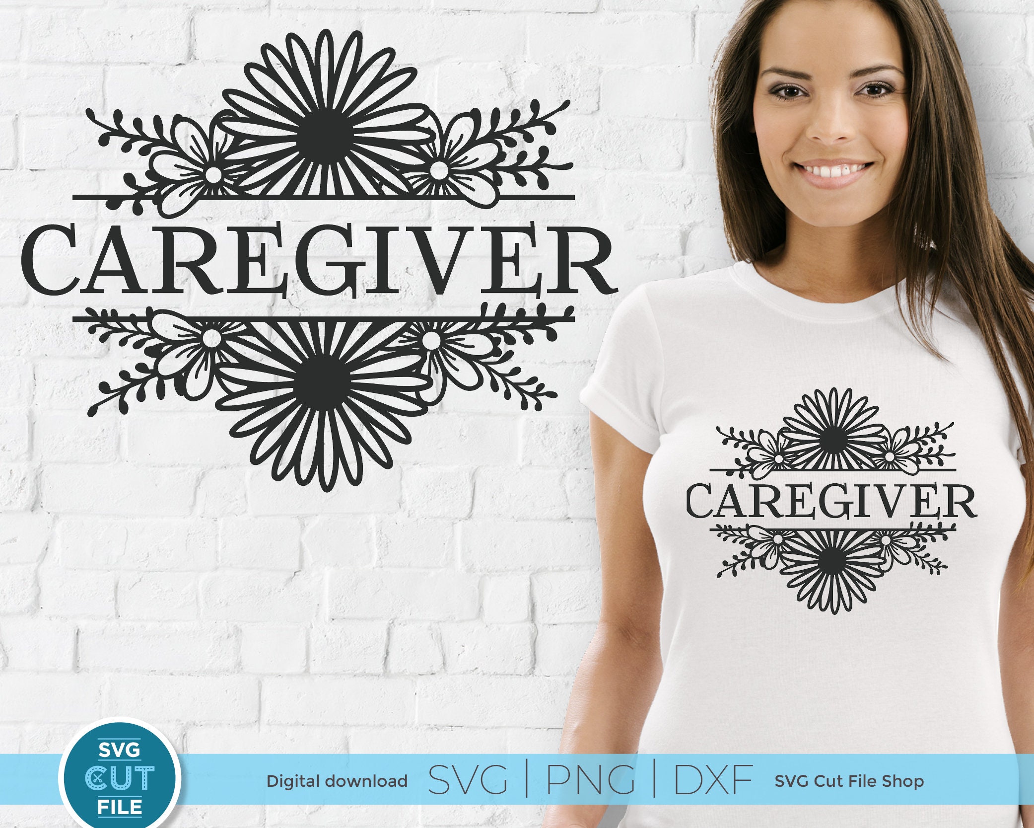 Caregiver Svg, Care Giver Appreciation Svg, Split Floral Frame Svg ...