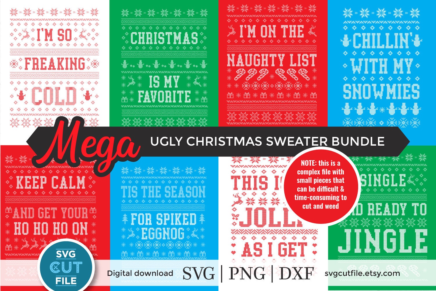 Ugly Christmas Sweater Svg, Ugly Sweater Bundle Svg, Ugly Sweater Cameo ...