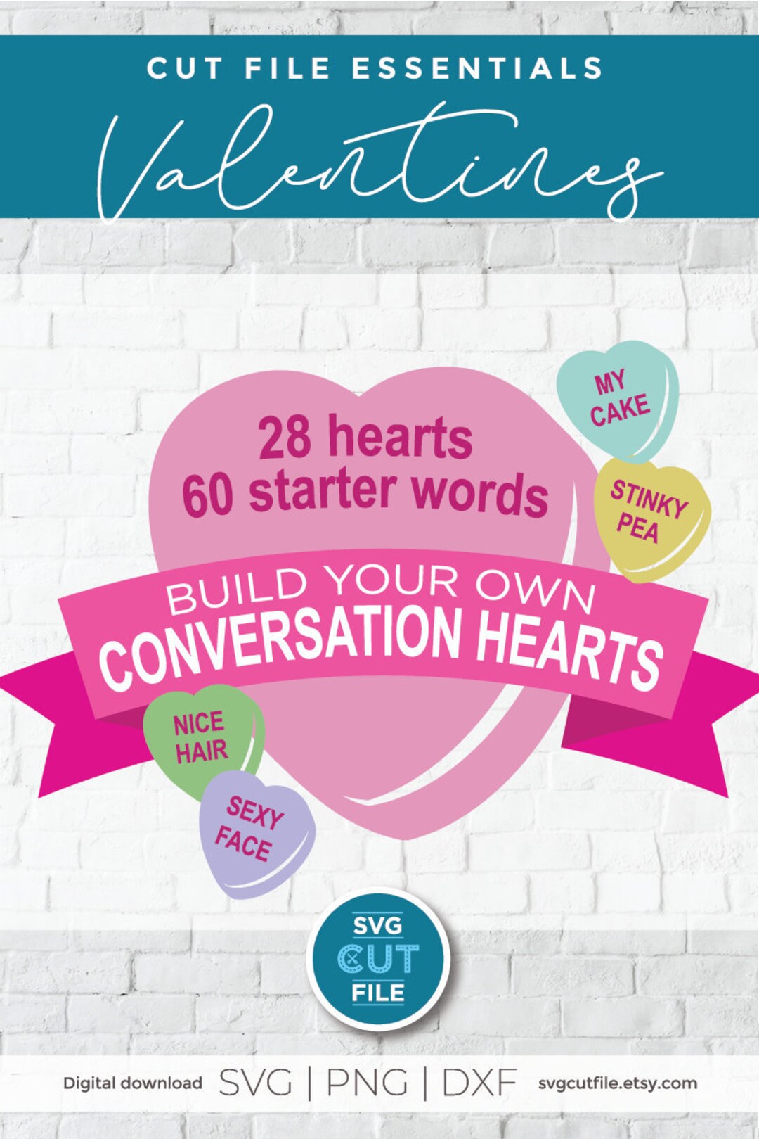 Conversation Hearts Svg, Candy Heart Valentine, Build Your Own, Diy ...