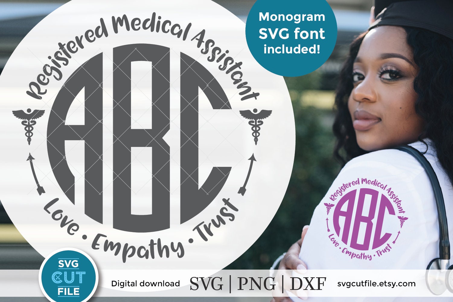 Registered Medical Assistant Svg, RMA Svg, Monogram Svg, Caduceus Svg ...