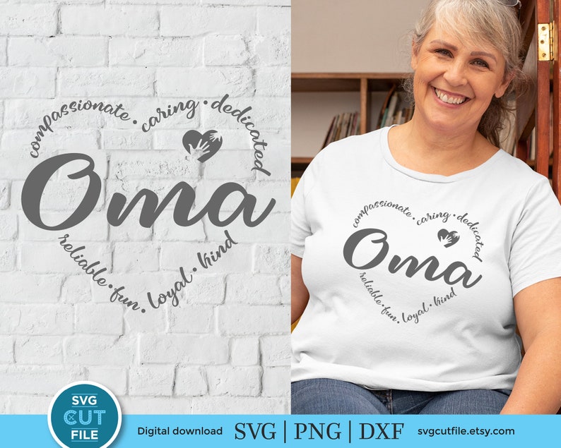 Oma Svg, Grandma Oma Svg, Oma Heart Svg, Cute Gift, Mother's Day Oma ...