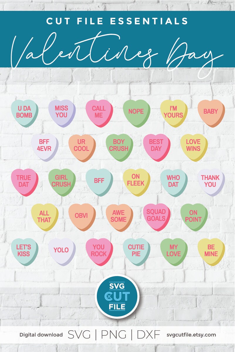 Conversation Hearts Svg Candy Heart Valentine Conversation - Etsy