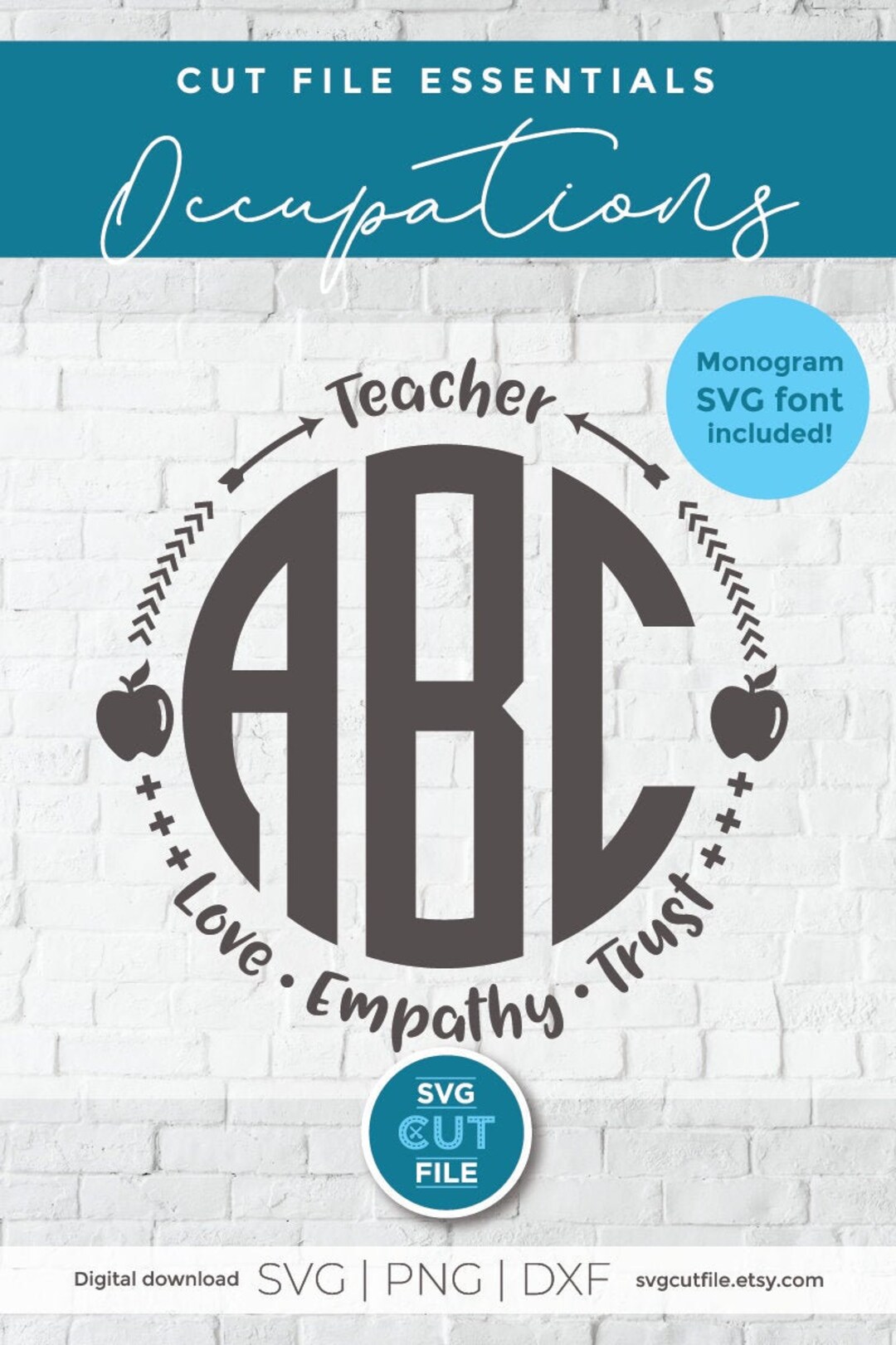 Teacher Monogram Svg, Teacher Appreciation Svg, Teacher Svg, Teaching ...