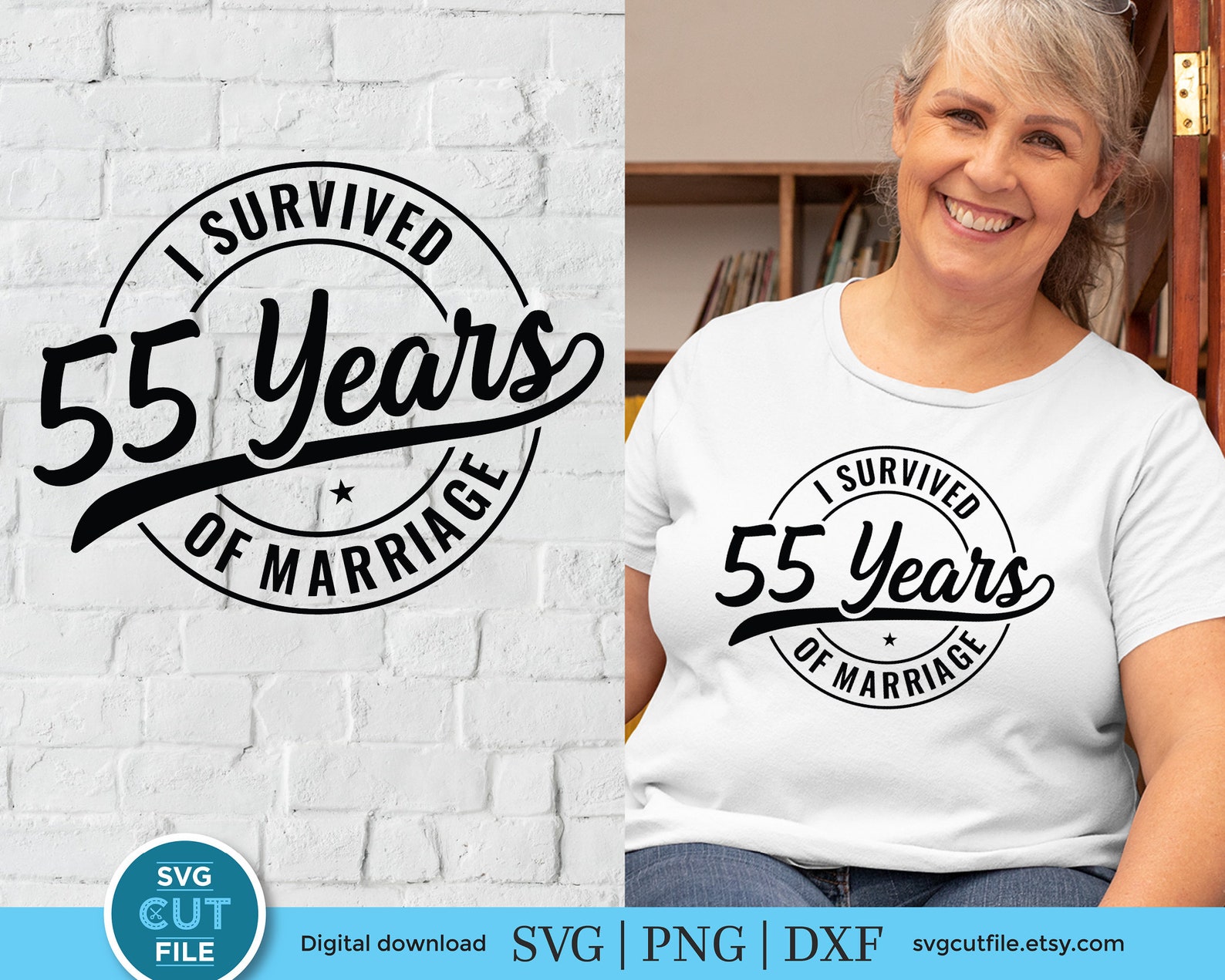 55 ans de mariage svg, 55e anniversaire de mariage, anniversaire drôle ...