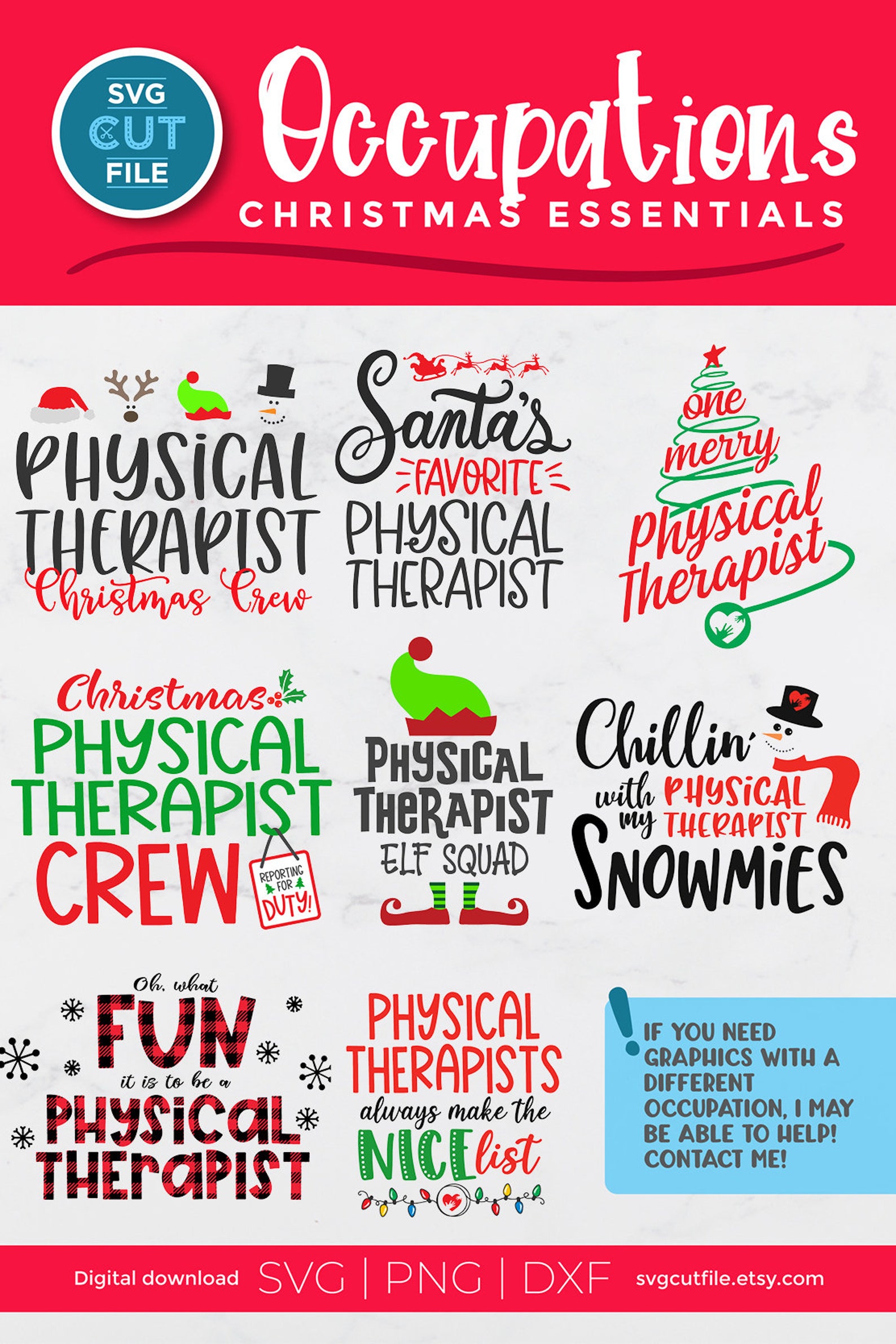 Christmas Physical Therapist Svg Bundle Physical Therapy | Etsy