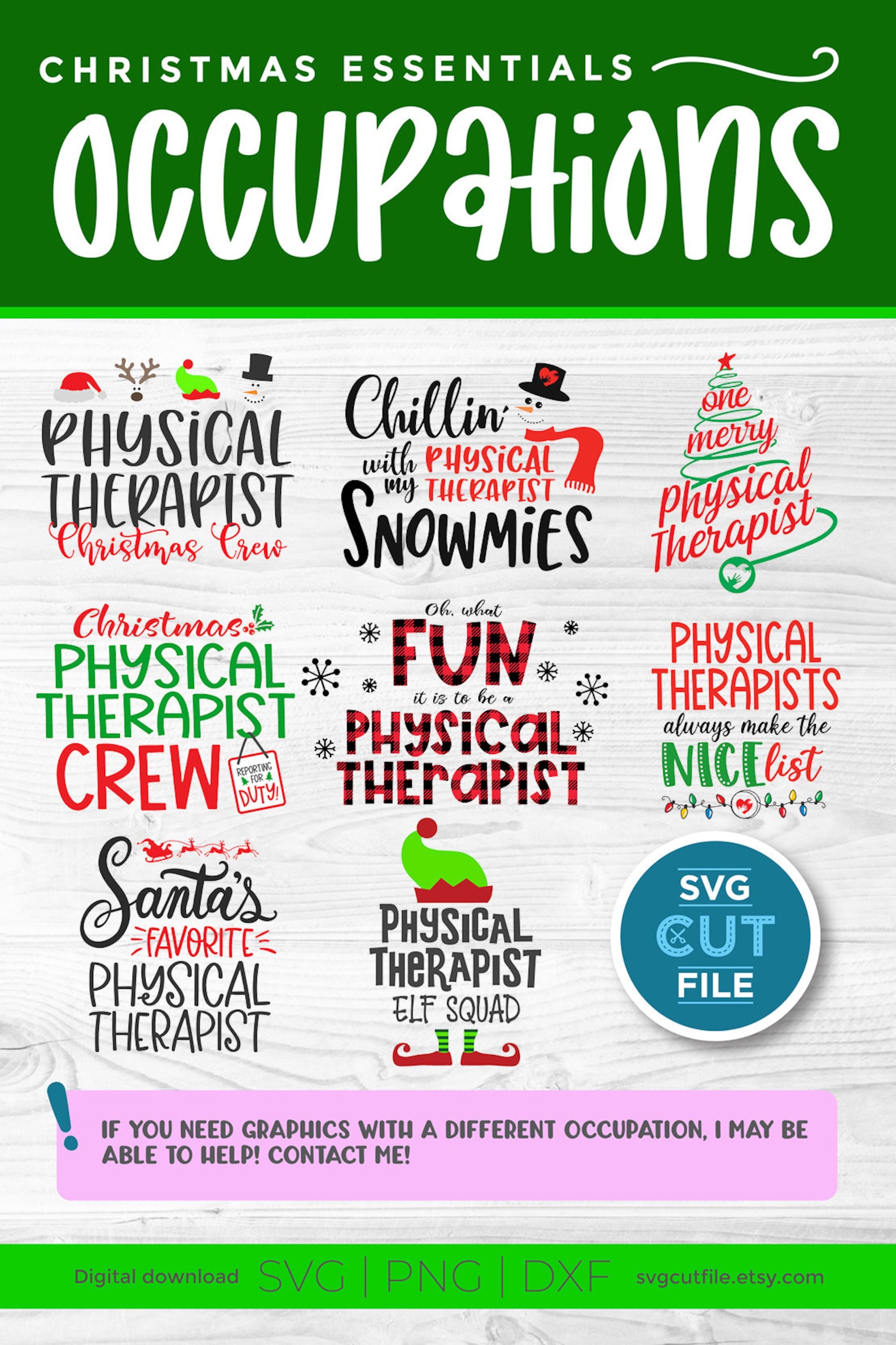 Christmas Physical Therapist Svg Bundle Physical Therapy | Etsy