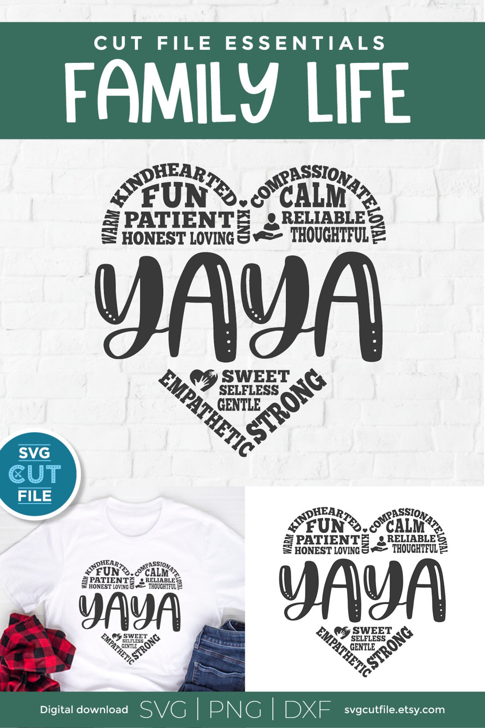 Yaya Svg Grandma Yaya Svg Cute Yaya Gift Mother's Day - Etsy